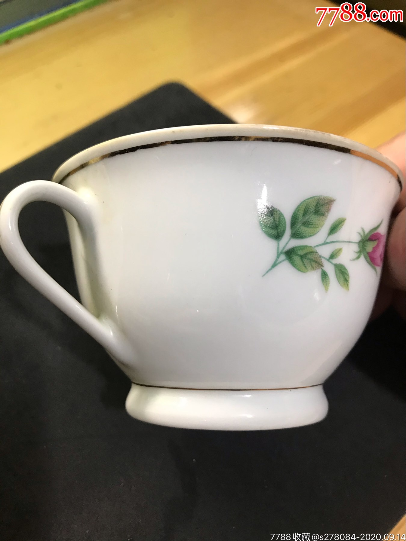 玫瑰花金边茶杯10个 价格 50 0000元 au24211962 茶杯 茶盅 茶盏 加价 7788茶具
