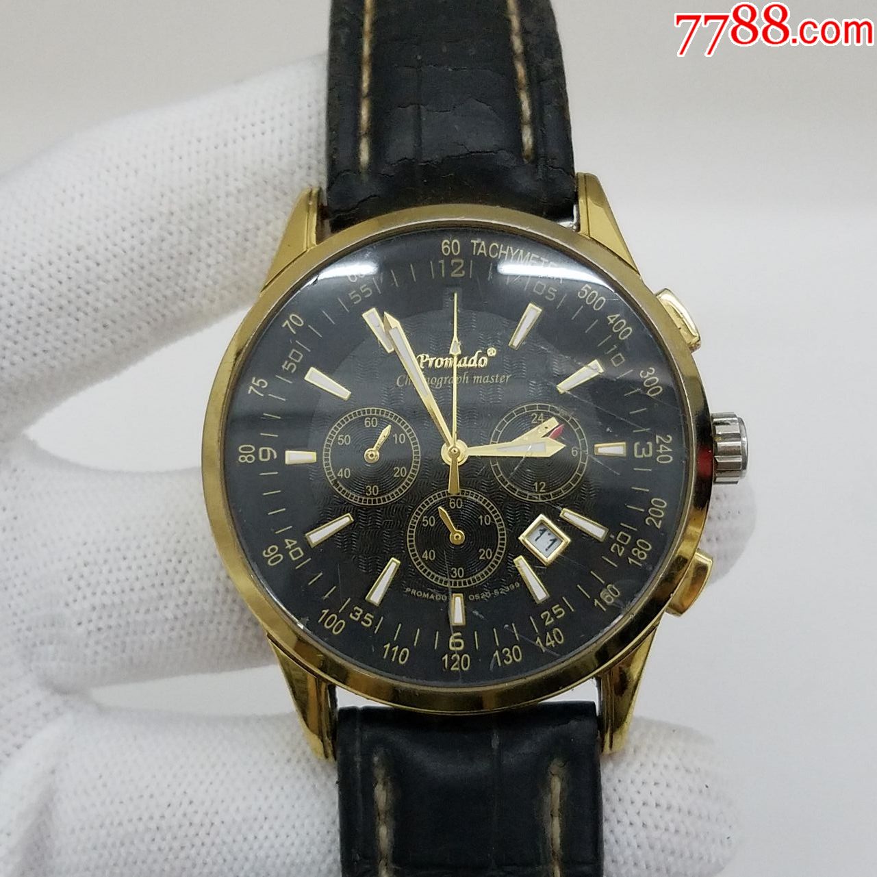 【大号】PROMADO电子计时男表【经典3眼放射拉丝纹表盘】【夜光漂亮】_手表/腕表_二手表的美丽传说【7788收藏__收藏热线】