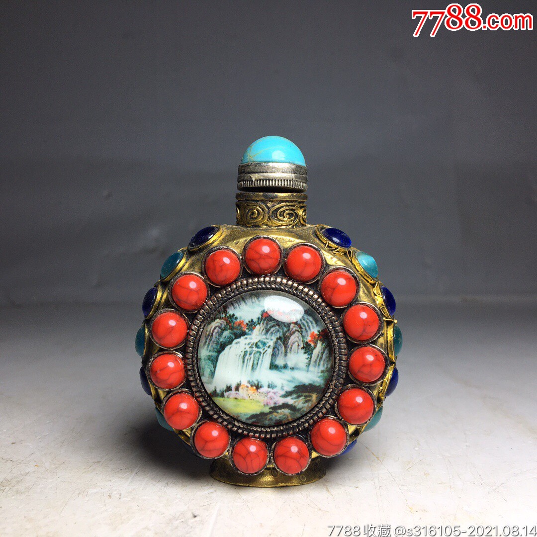 铜鼻烟壶保存完好尺寸：长约：64mm宽约：43mm高约：81mm-价格:98元-au27368757-鼻烟壶 -加价-7788收藏__收藏热线