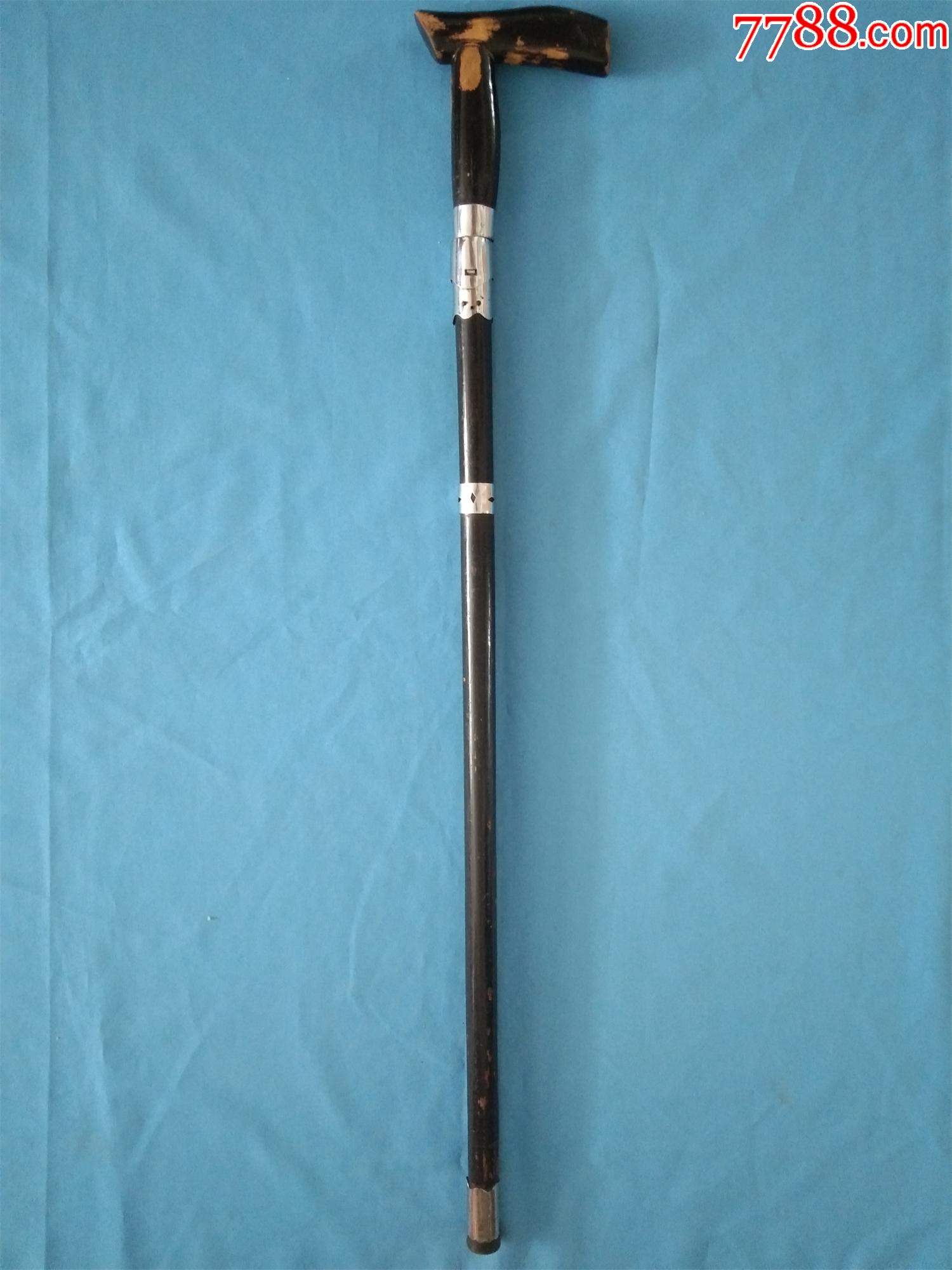 80年代手工制作木头大漆文明棍寿杖手杖.古代防身轻便伪装性强＊密武器二人夺铝摆件-木制拐杖-7788收藏