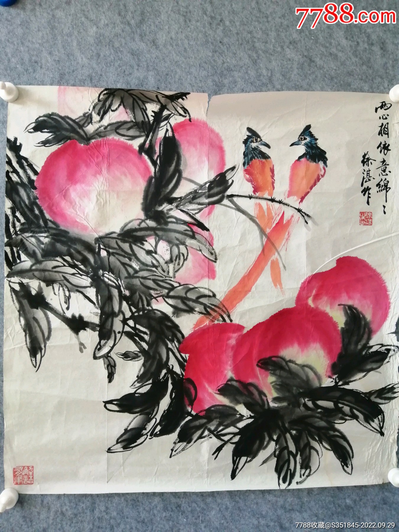 徐湛手绘精品斗方尺寸67*67_花鸟国画原作_黄河左岸【7788收藏__收藏热线】