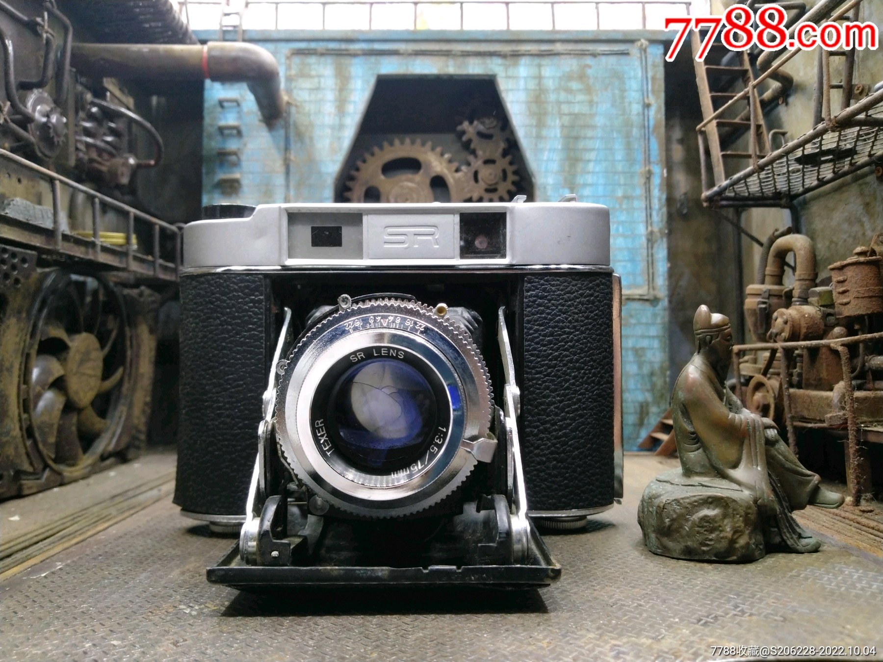 5901★上海二厂为日本制造的TEXER-SR折叠皮腔相机／编号01887_傻瓜机/胶片相机_蒋夫子收藏【7788收藏__收藏热线】