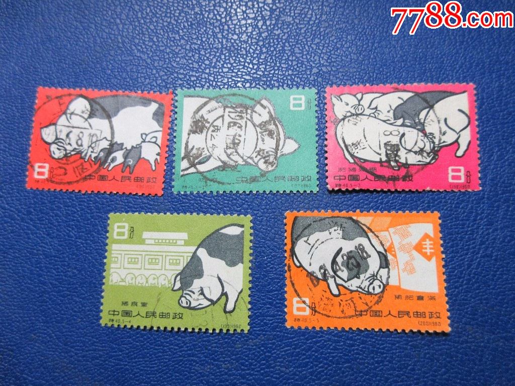 多年收藏的特40养猪大戳全戳套票（近期有大量编号、JT、老纪特信销套票上拍）__【7788收藏__收藏热线】