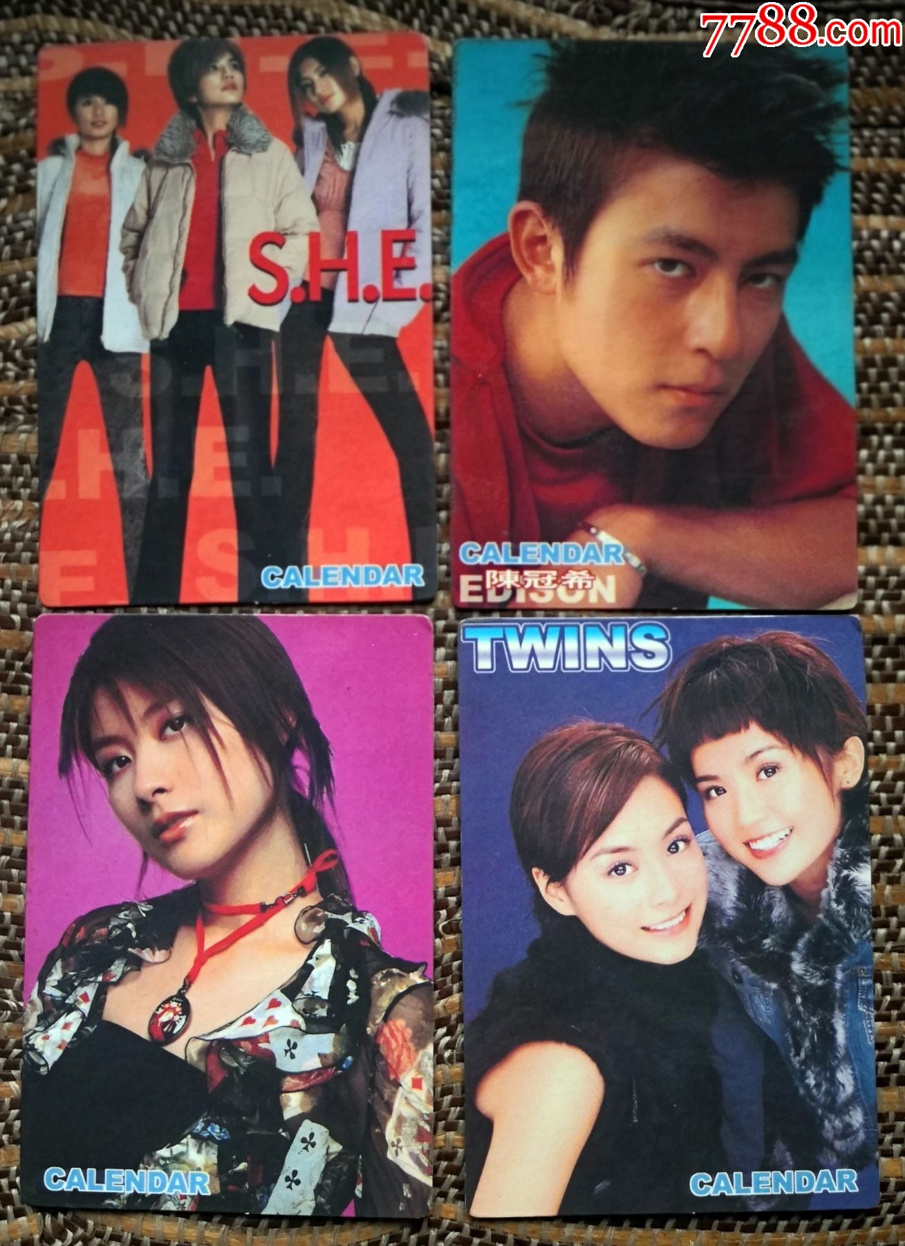 明星年历卡4枚-2003__【7788收藏__收藏热线】
