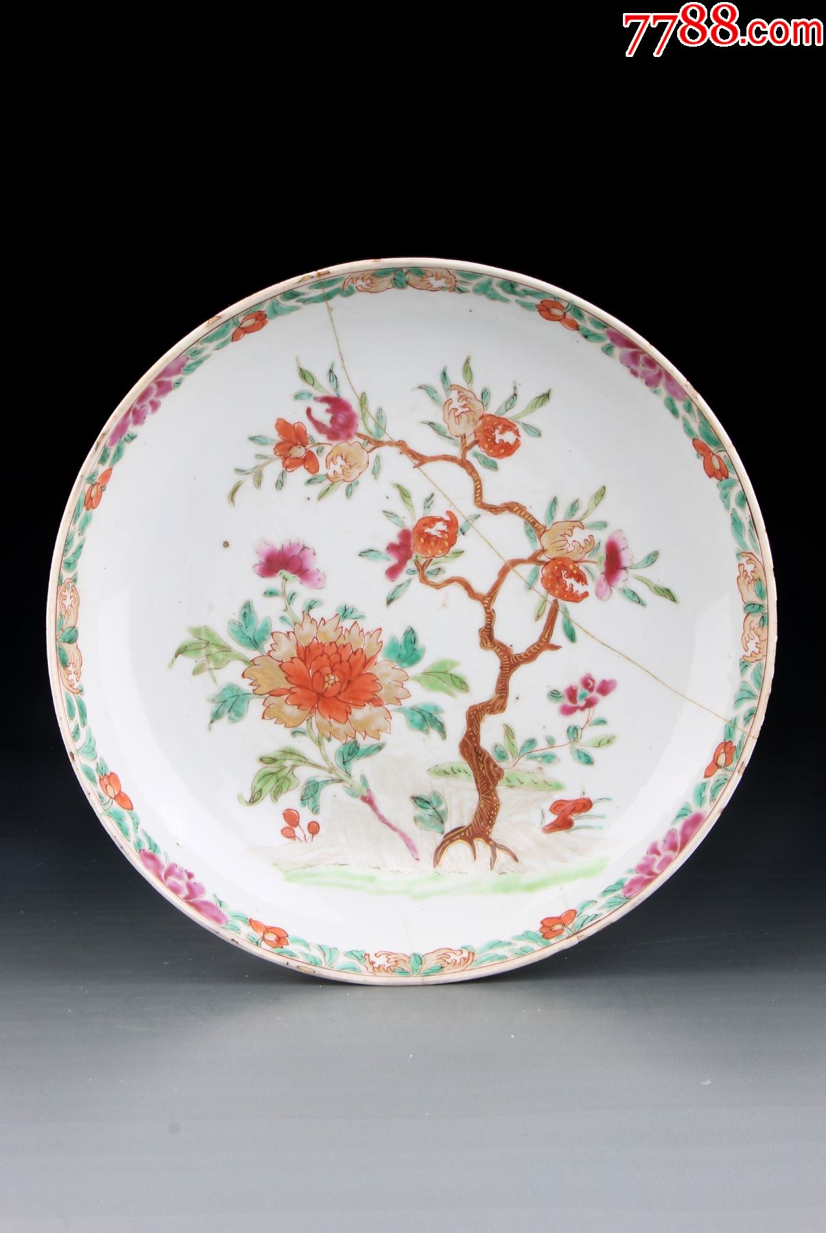 【6825】清乾隆粉彩佛手牡丹图盘_旧瓷器_麟角堂【7788收藏__收藏热线】