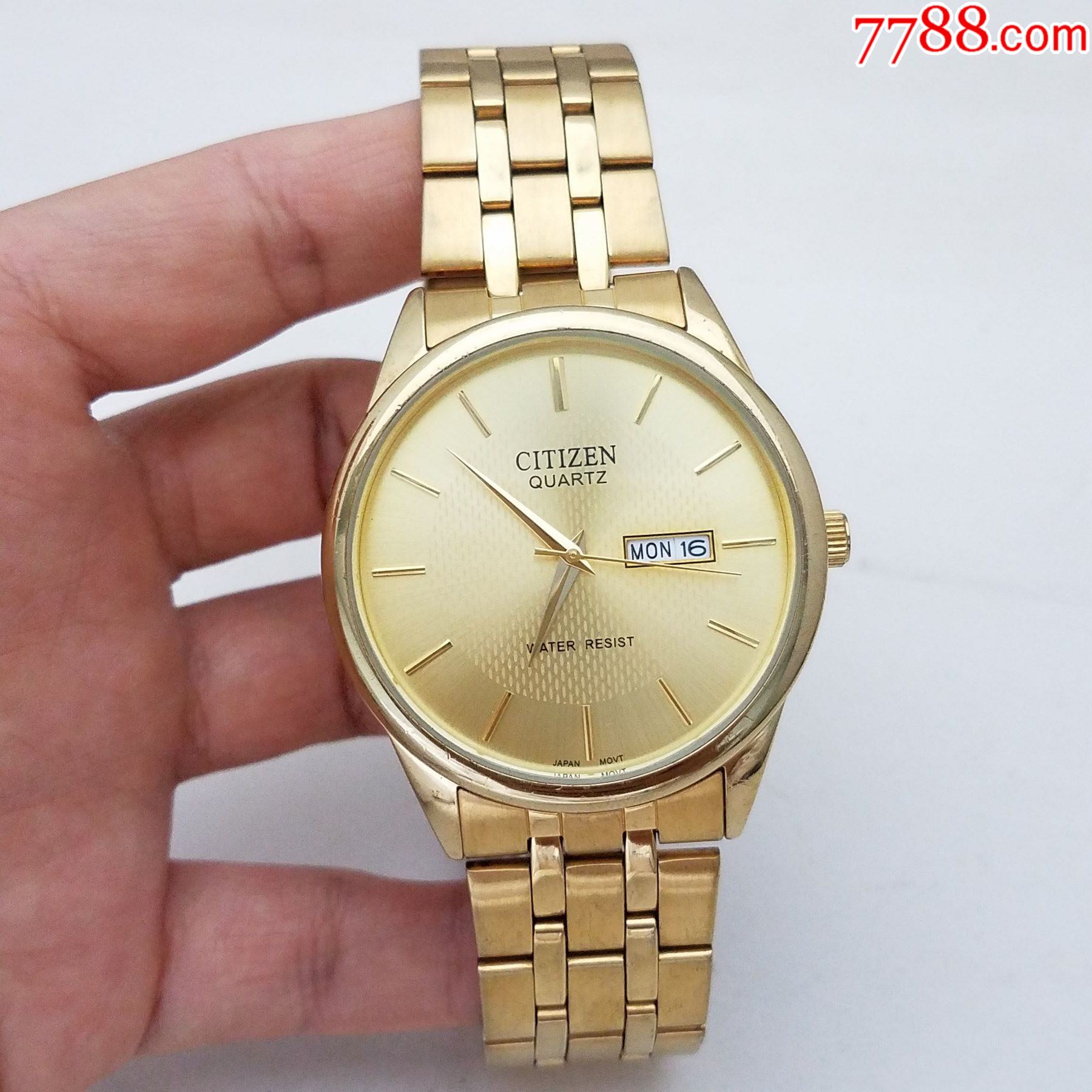 日本西铁城电子男表【金表款】【走时正常，日历好使】_手表/腕表_侨乡二手表行【7788收藏__收藏热线】