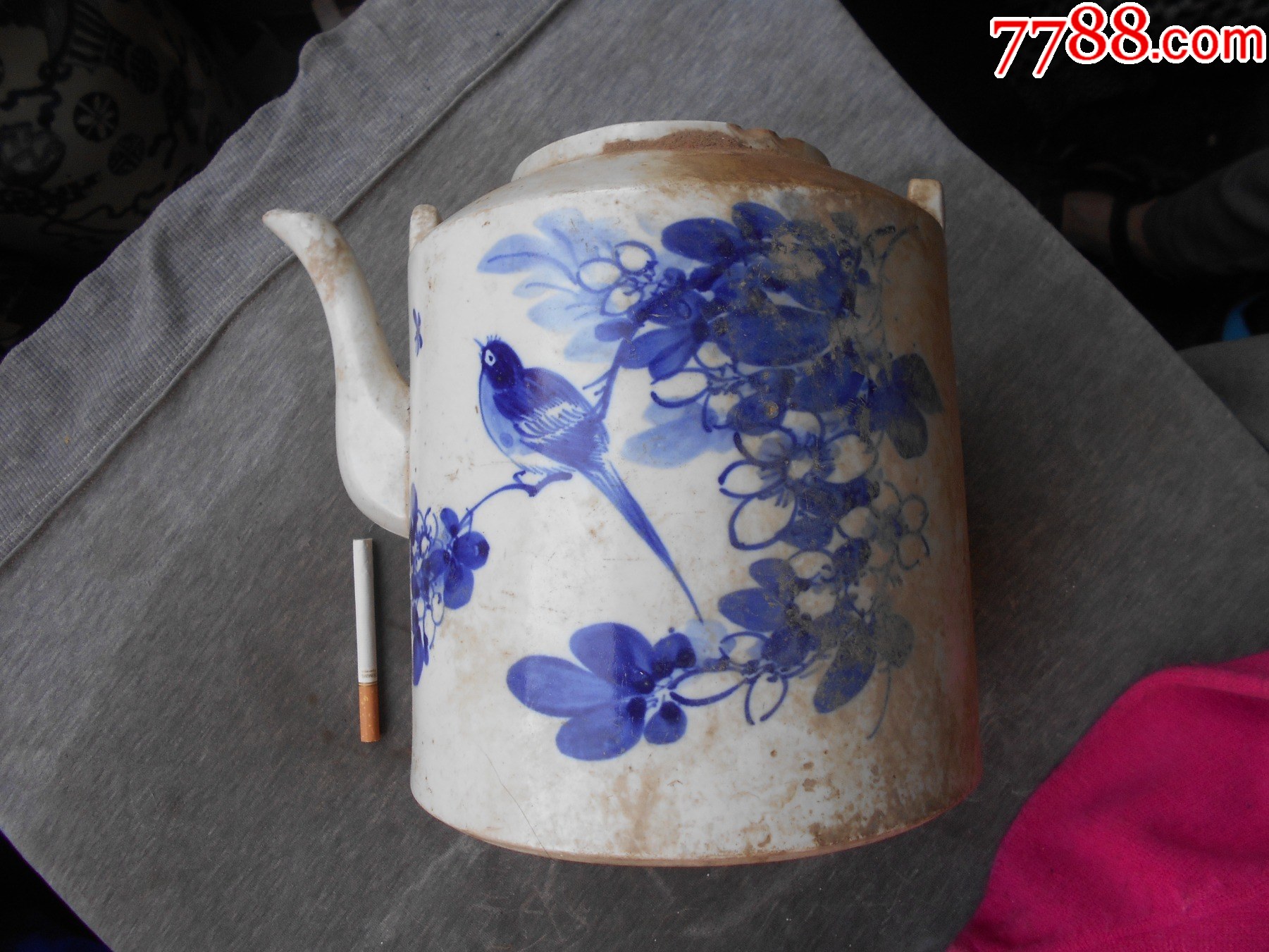 建国初期【五、六十】年代【毛主席语录】花鸟【青花】特大提梁壶【厚重】_镶嵌瓷/瓷片_南飞雁【7788商城】