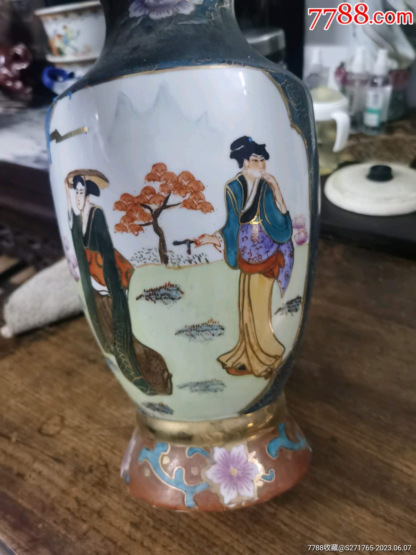 老彩绘描金人物花瓶_旧瓷器_一城杂货铺【7788收藏__收藏热线】