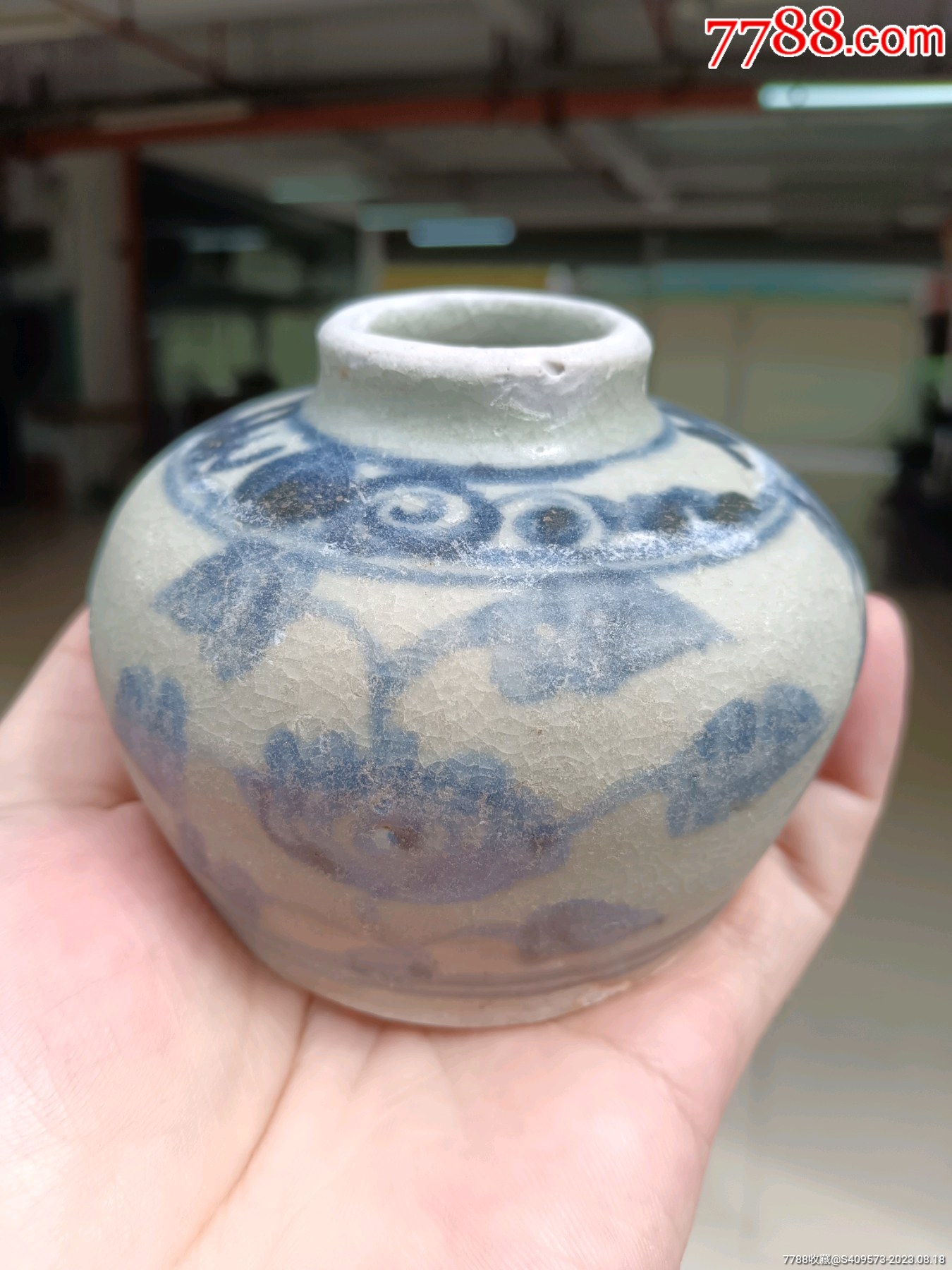 明代青花花卉纹石榴尊_青花瓷_翠伊所思回流瓷器【7788收藏__收藏热线】