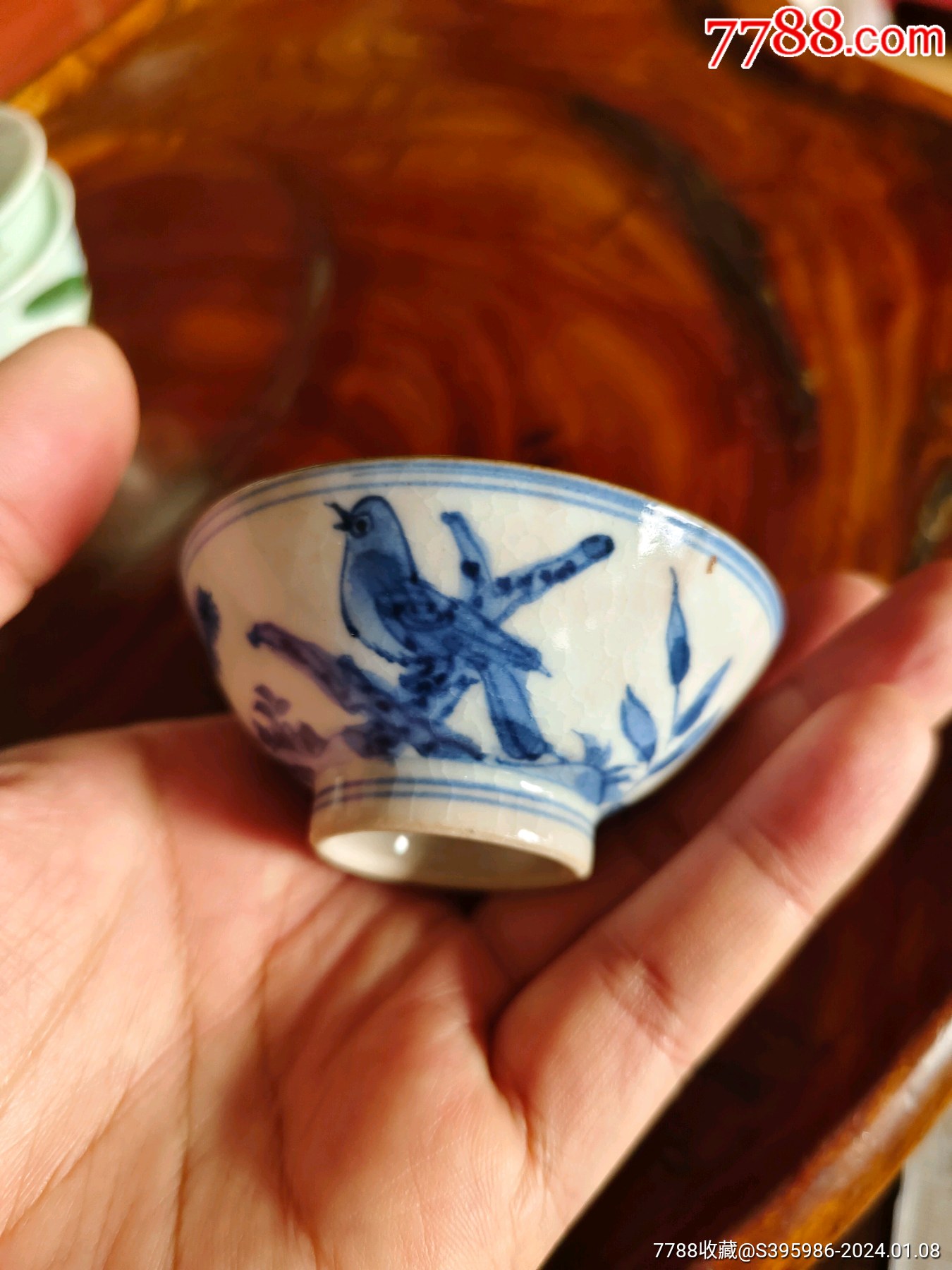 青花喜鹊登梅杯__【7788收藏__收藏热线】